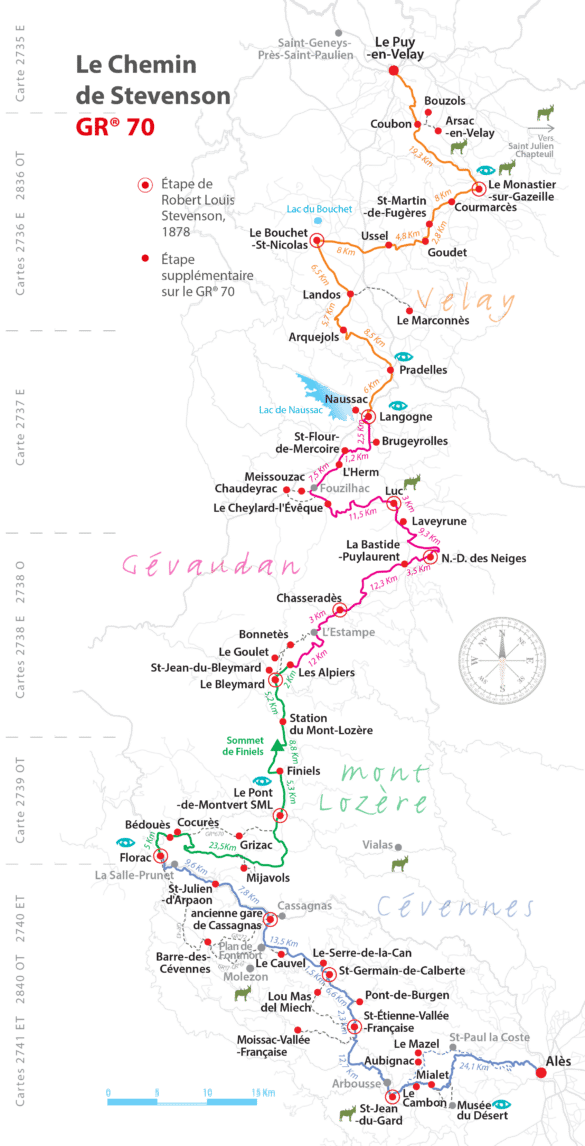 Choisir ses étapes - Le chemin de Stevenson