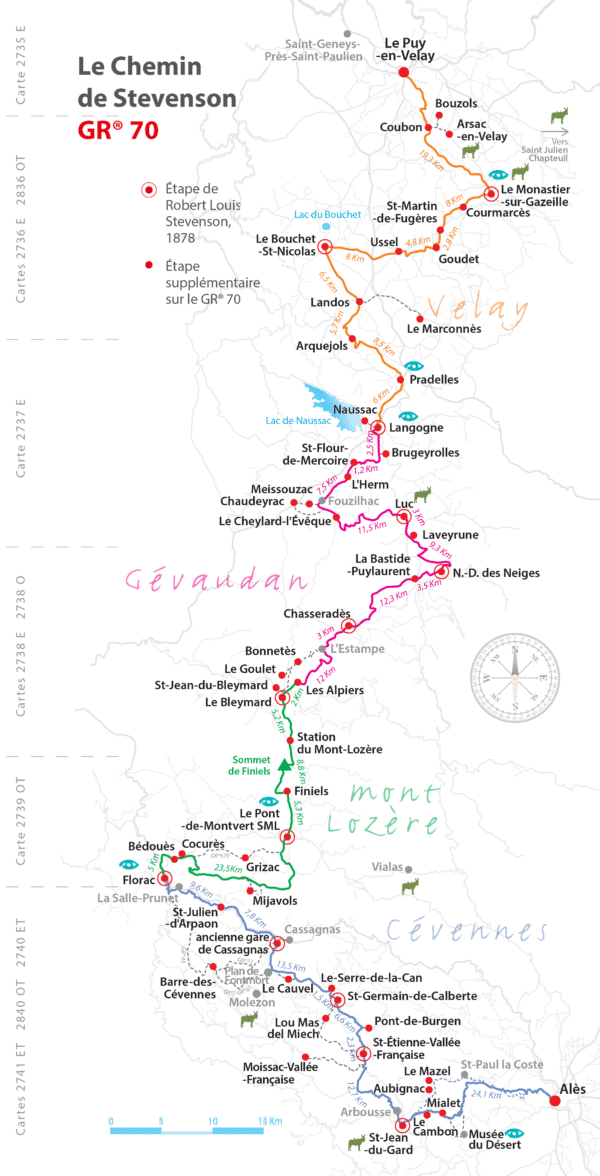 Choisir ses étapes - Le chemin de Stevenson